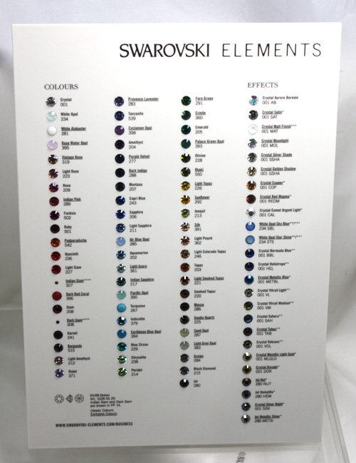 Swarovski original crystal 1088 xirius chaton color chart NEW 2012 ...